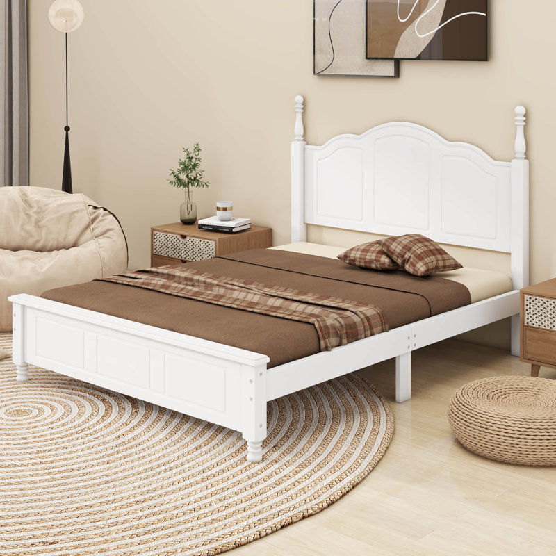 Chrysafo Queen Size Wood Platform Bed Frame Retro Style Platform Bed with Wooden Slat Support Alcott Hill